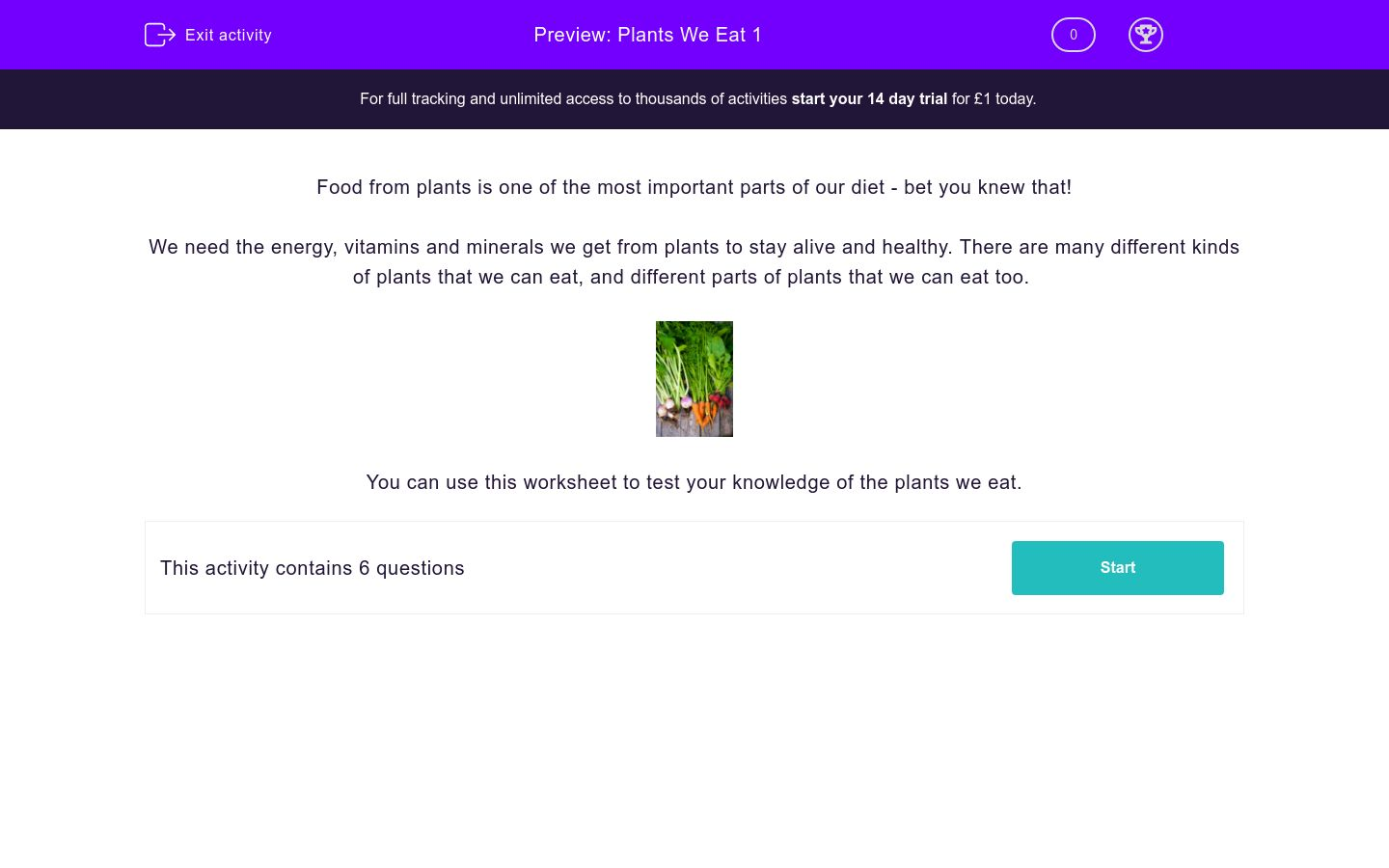 Plants We Eat 1 Worksheet - EdPlace