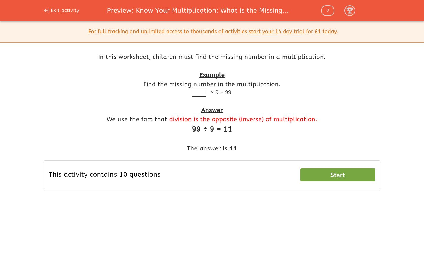 Know Your Multiplication: What is the Missing Number? Worksheet - EdPlace