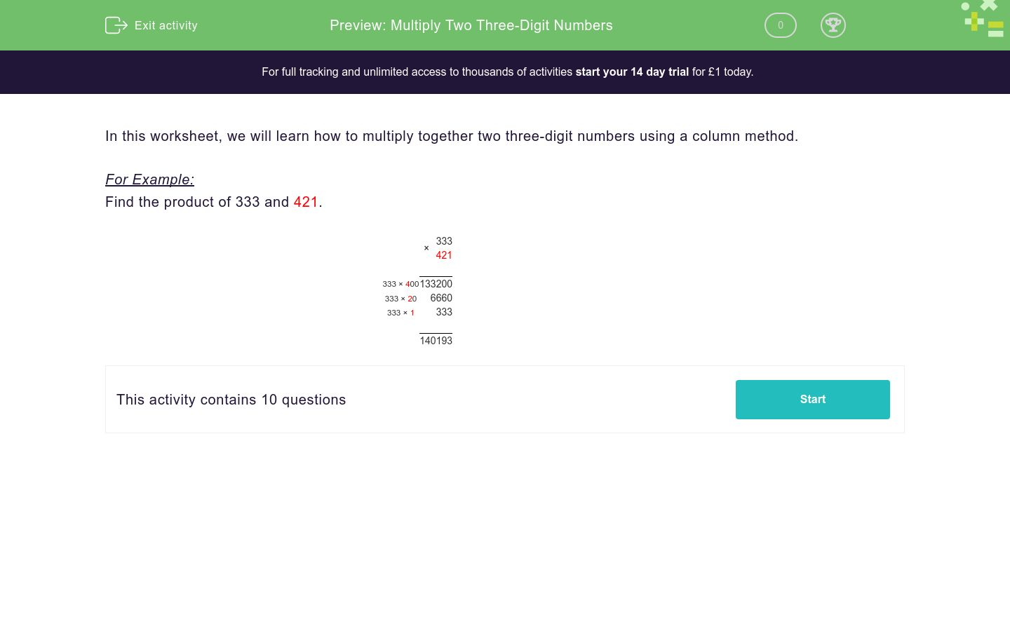 Multiply Two Three Digit Numbers Worksheet EdPlace
