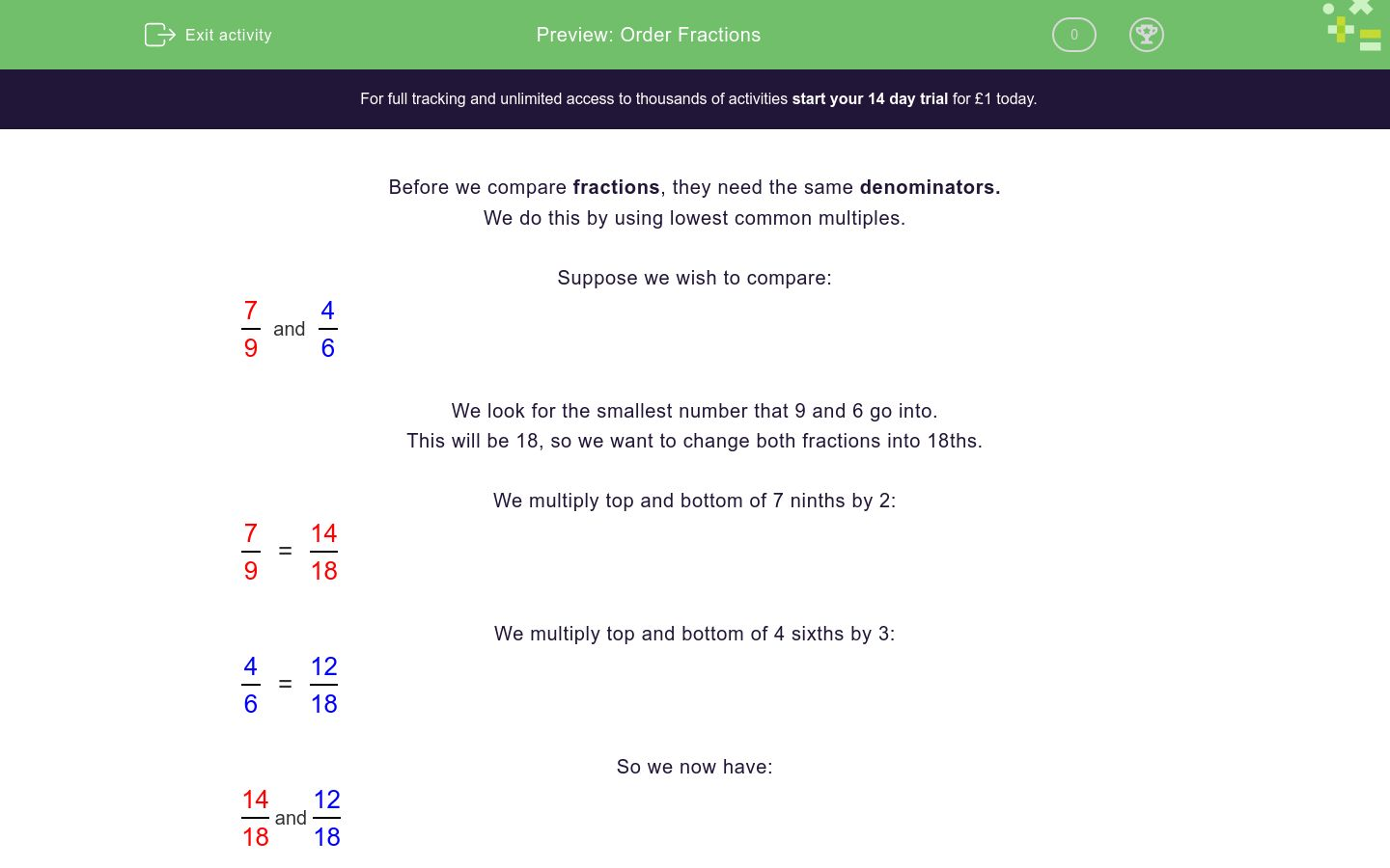 Order Fractions Worksheet - EdPlace