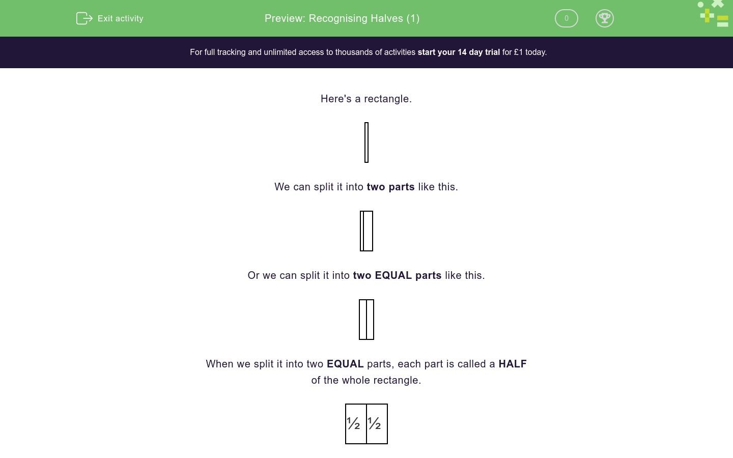 Recognising Halves (1) Worksheet - EdPlace
