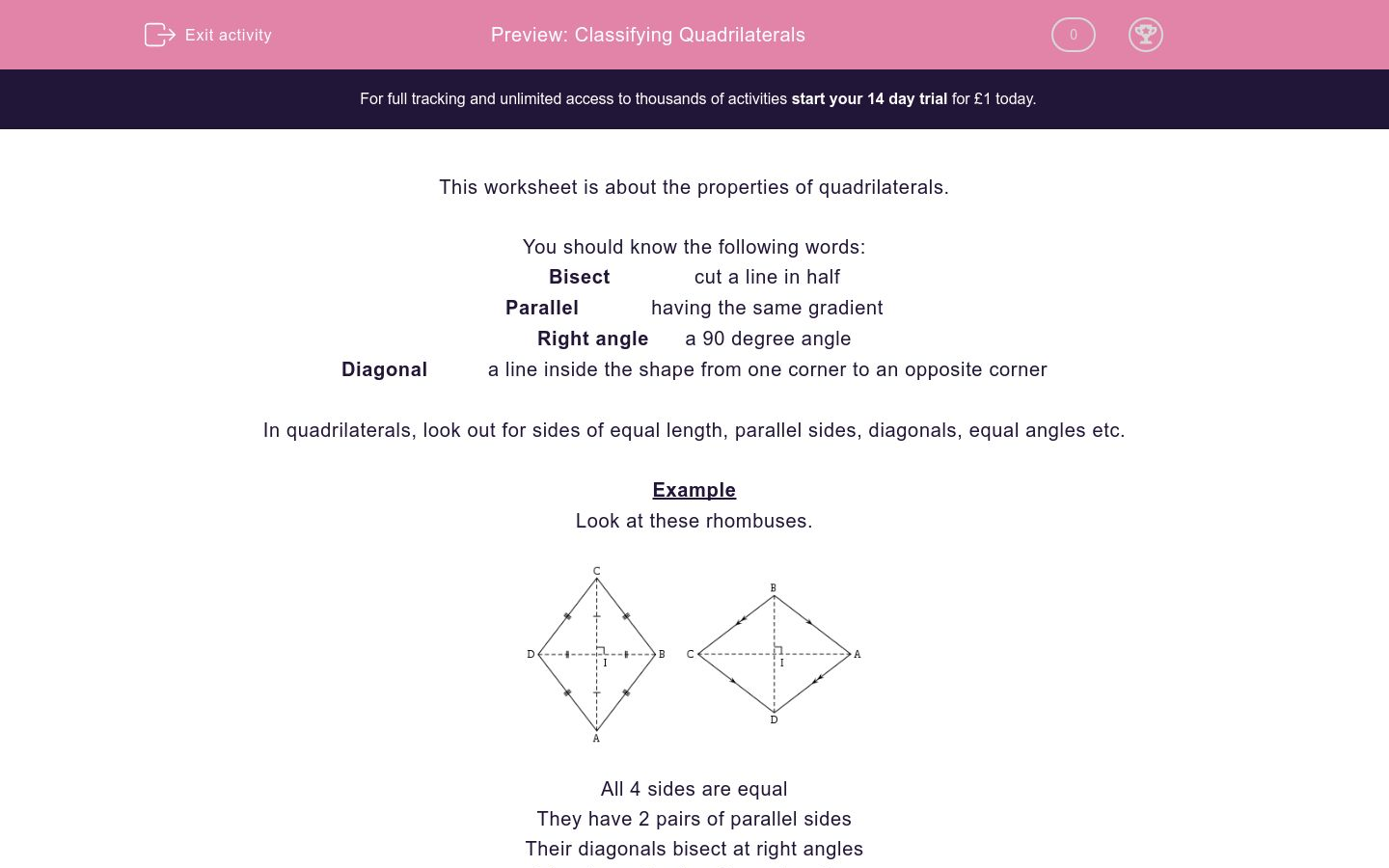 Classify Quadrilaterals Worksheet Grade 4