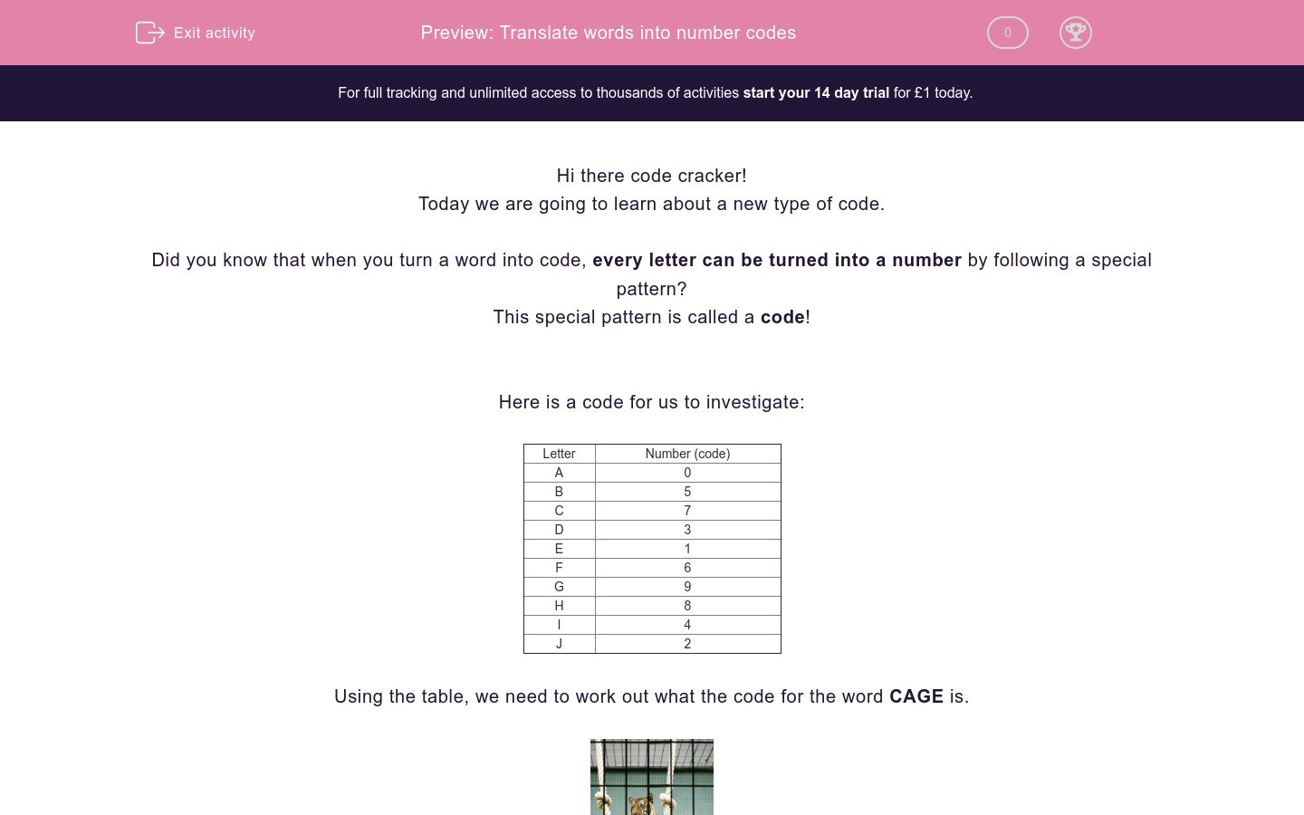 Translate words into number codes Worksheet - EdPlace