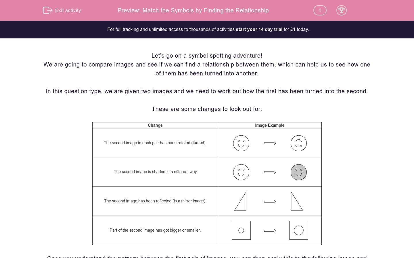 Match the Symbols by Finding the Relationship Worksheet - EdPlace