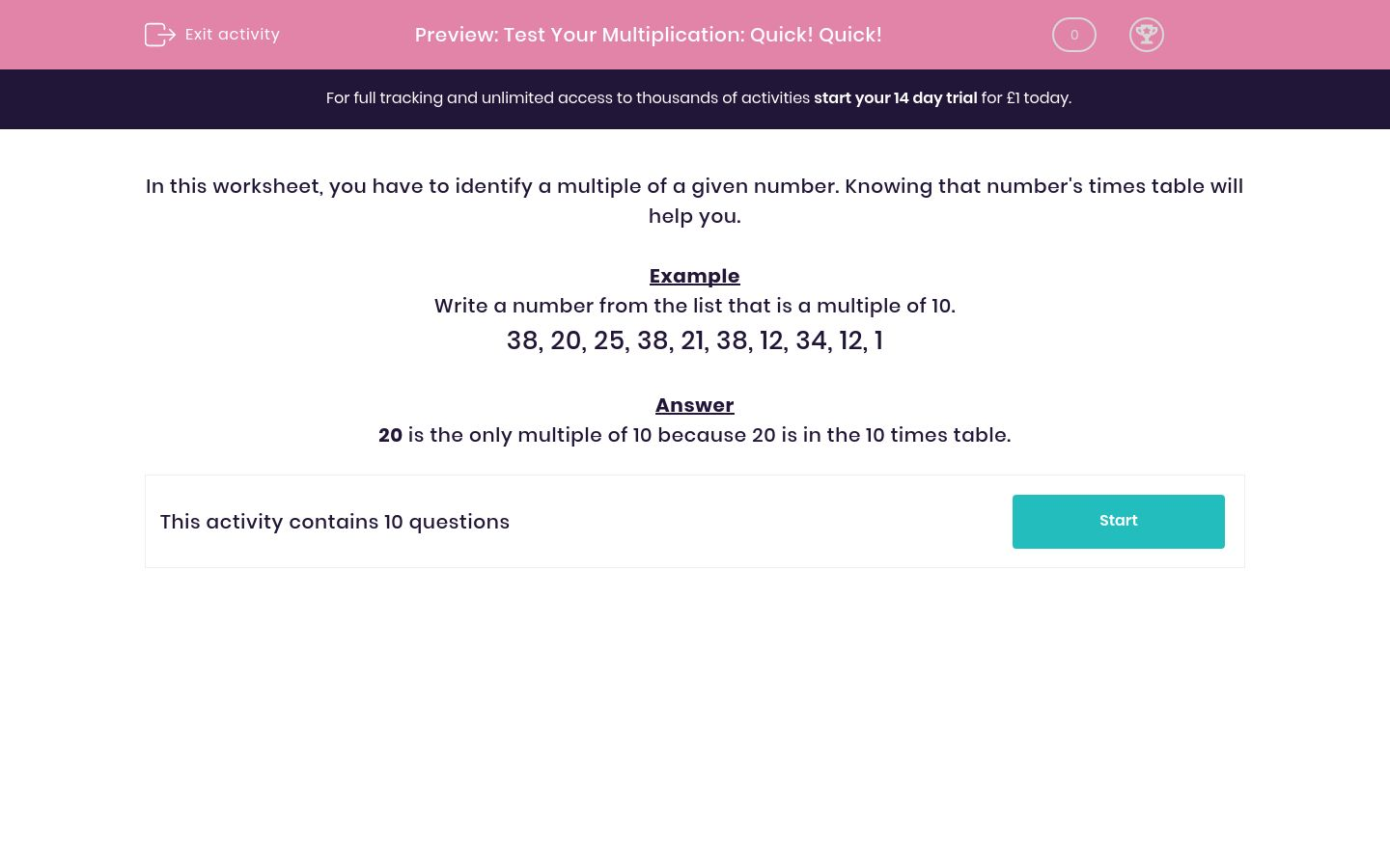 Test Your Multiplication: Quick! Quick! Worksheet - EdPlace