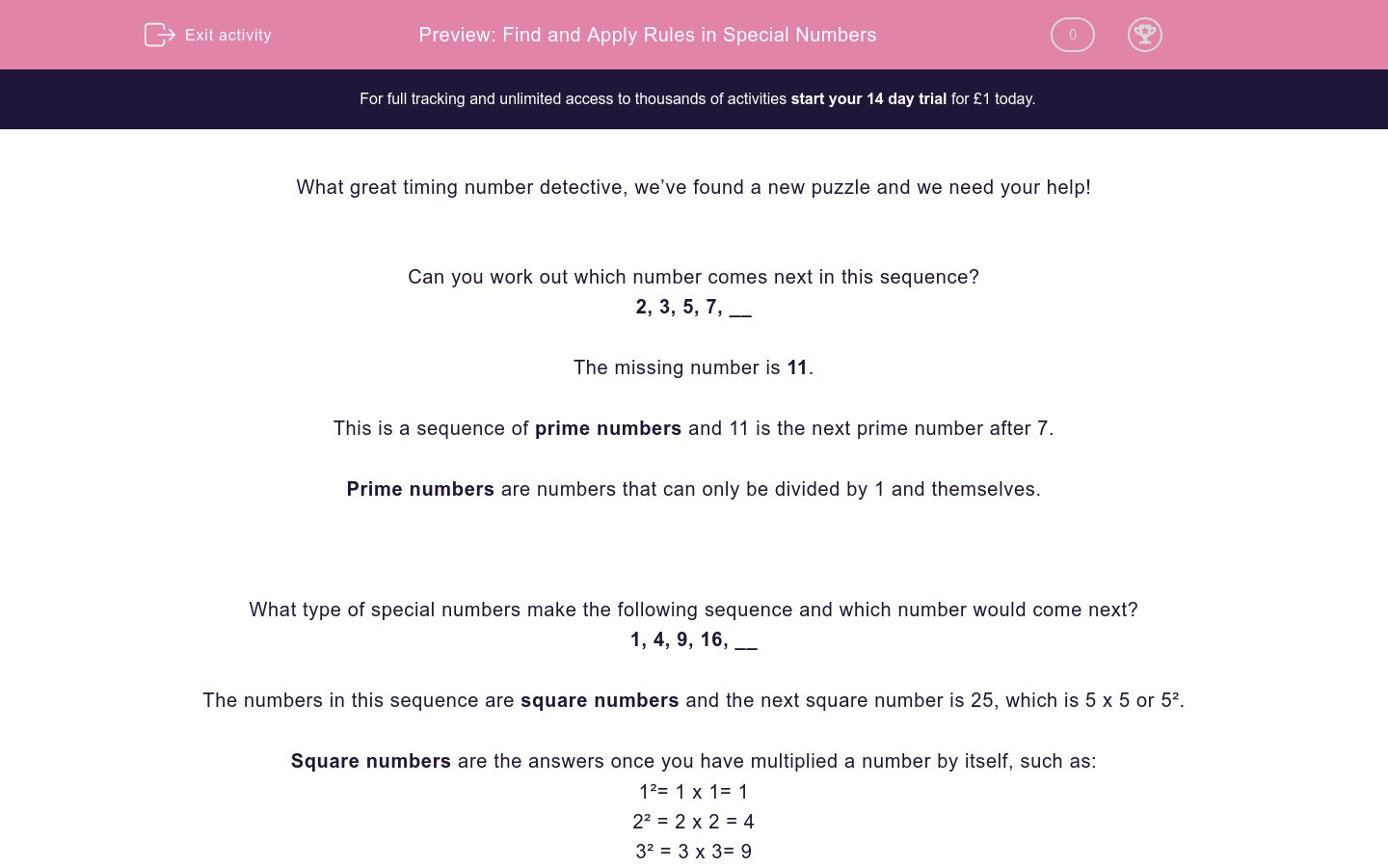 Find and Apply Rules in Special Numbers Worksheet - EdPlace