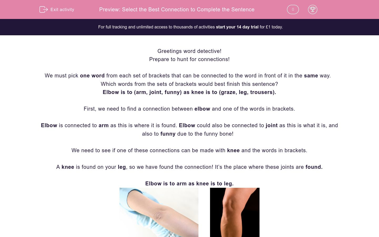 Select the Best Connection to Complete the Sentence Worksheet - EdPlace