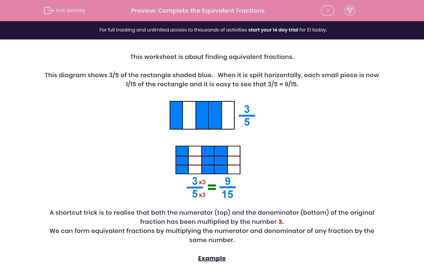 Complete the Equivalent Fractions Worksheet - EdPlace