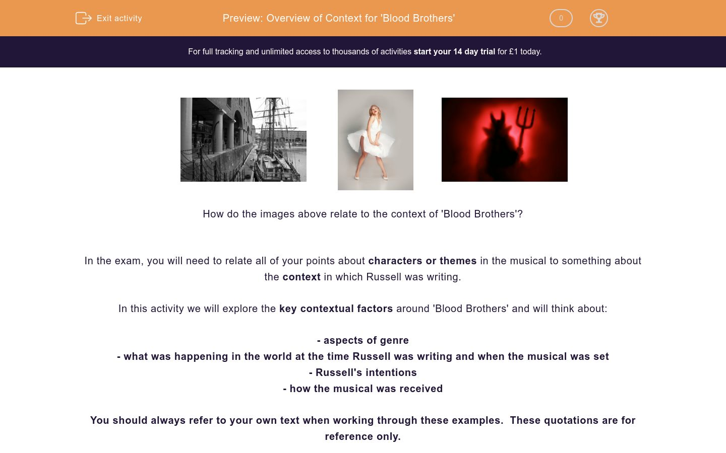 Overview of Context for 'Blood Brothers' Worksheet - EdPlace