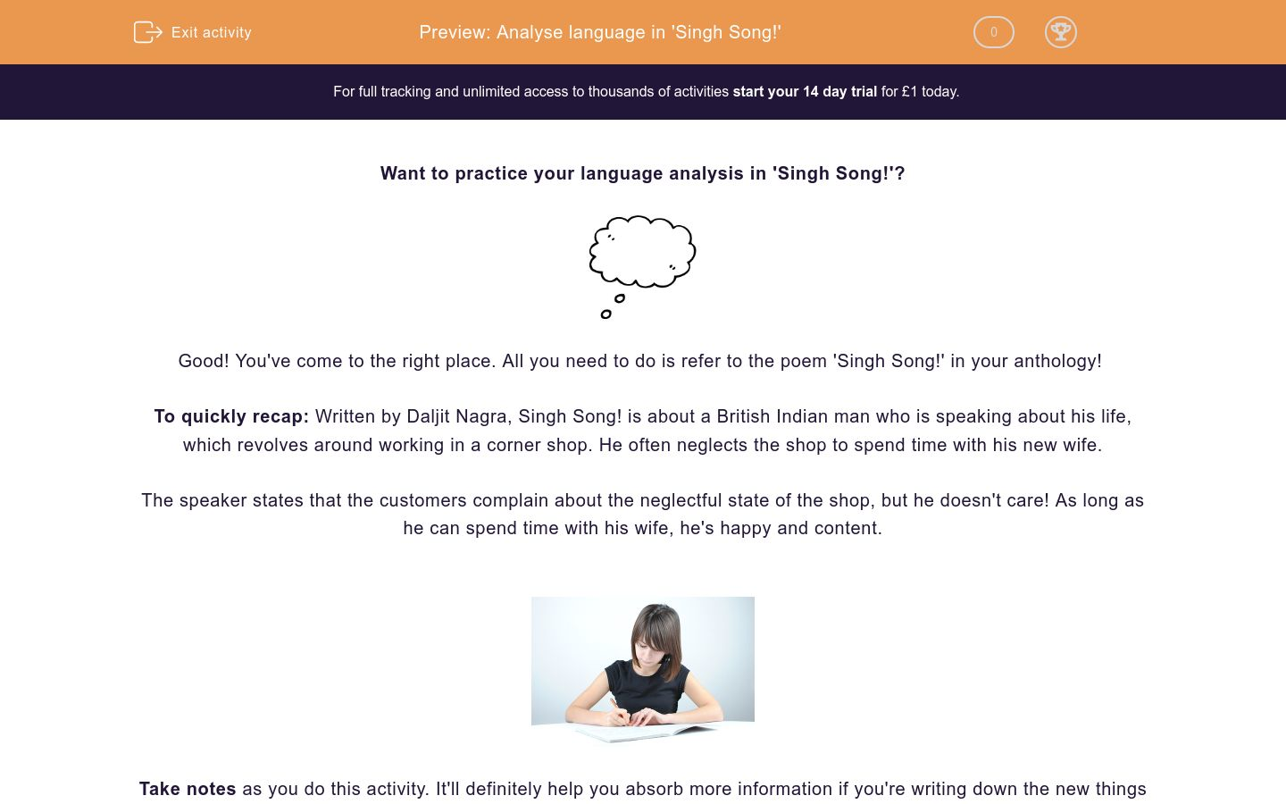 Analyse language in 'Singh Song!' Worksheet - EdPlace