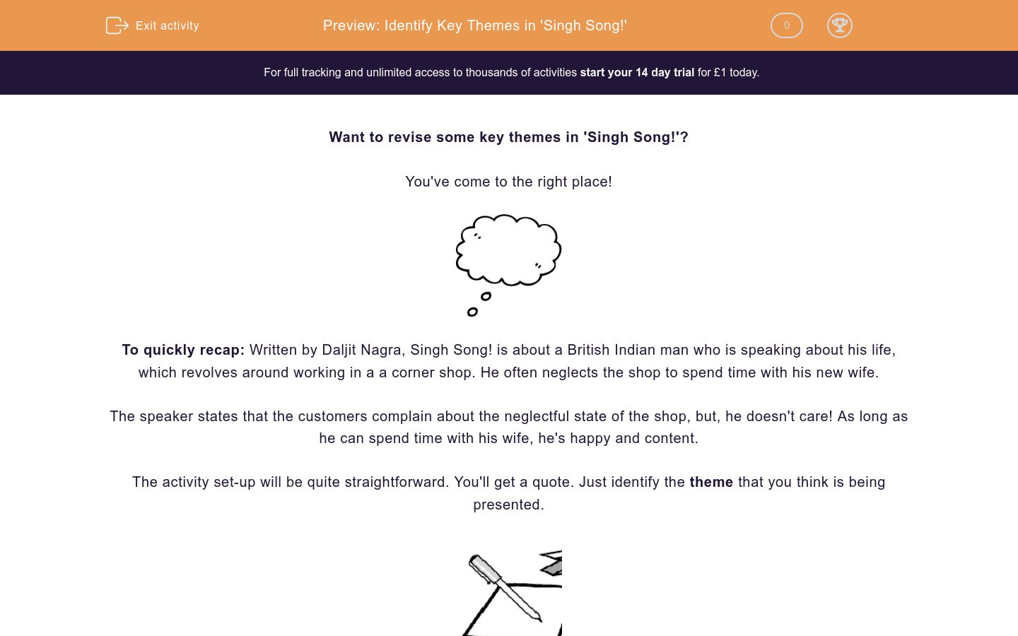 Identify Key Themes in 'Singh Song!' Worksheet - EdPlace