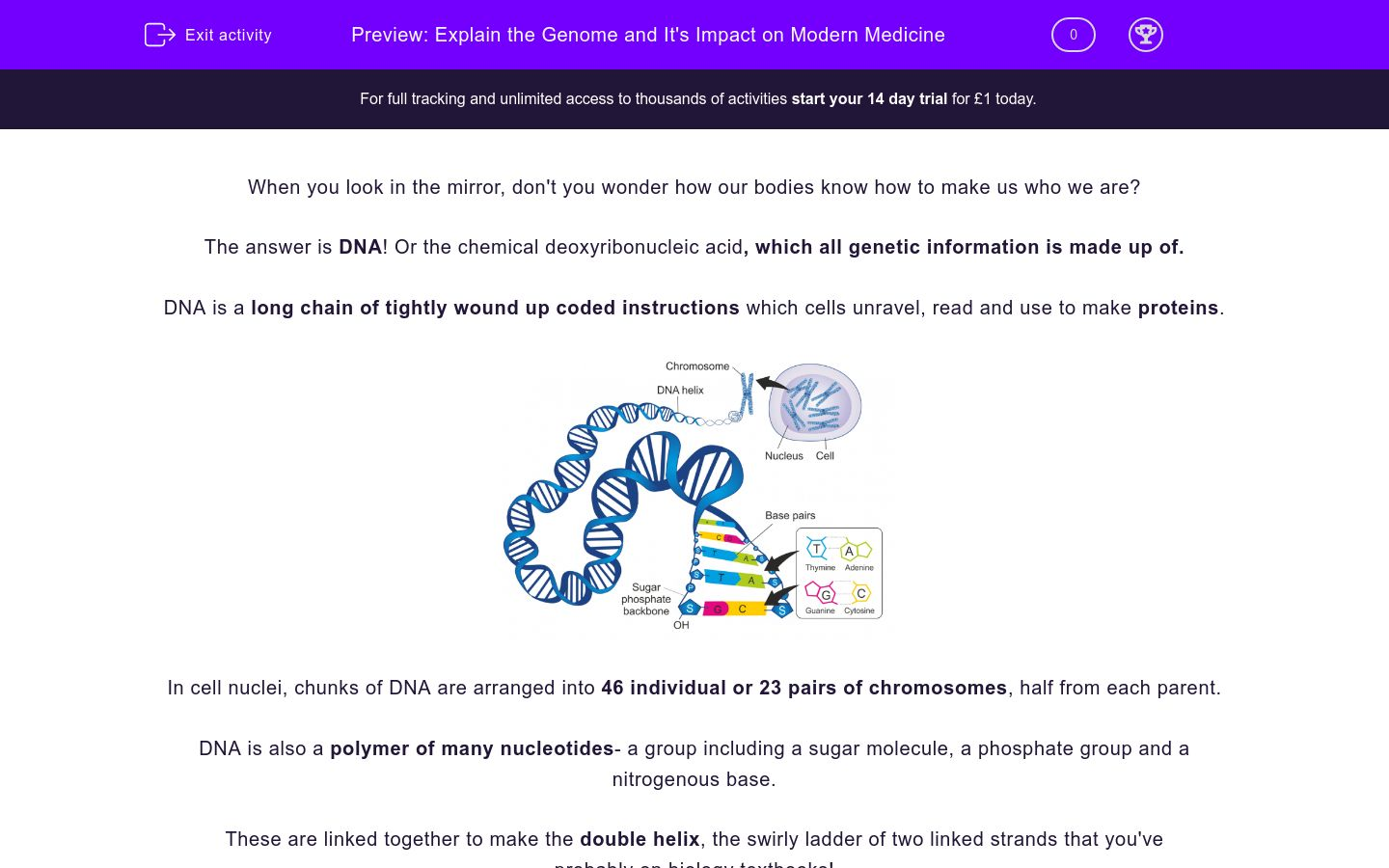 Explain the Genome and its Impact on Modern Medicine Worksheet - EdPlace