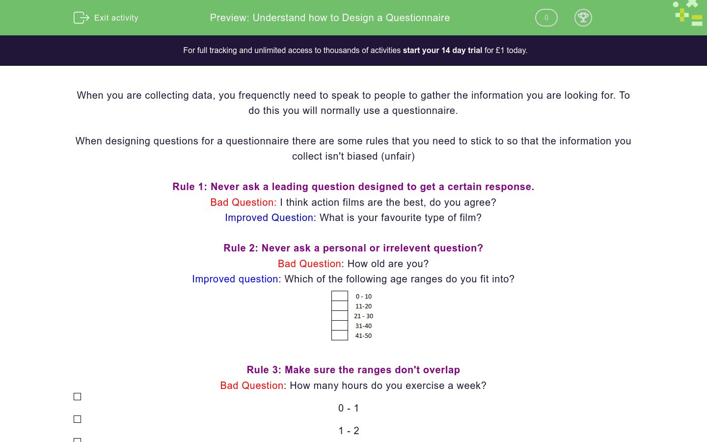 Analyse Questionnaires Worksheet - EdPlace