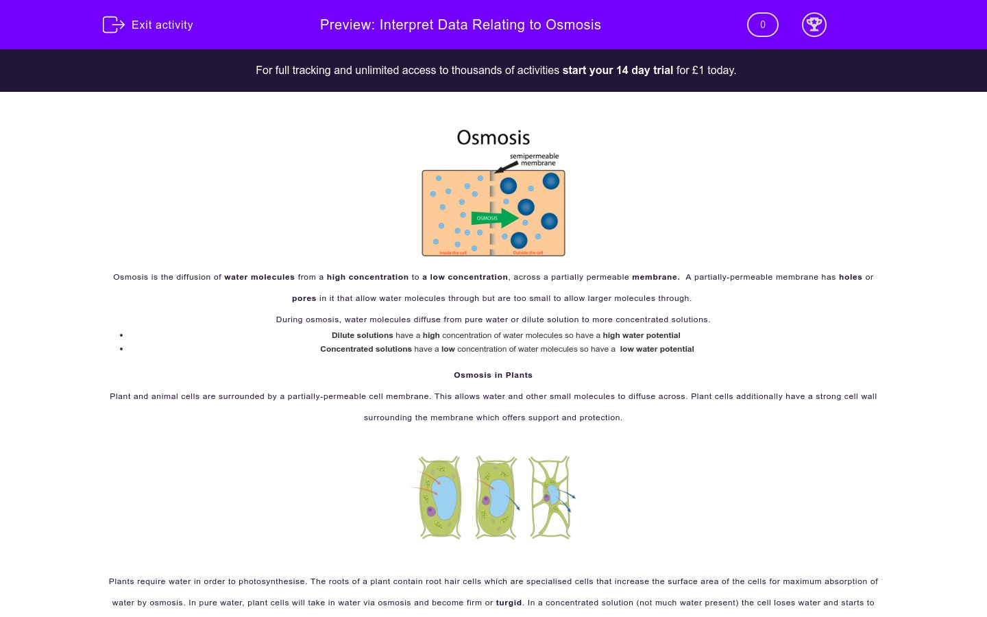 Use Data Relating to Osmosis Worksheet - EdPlace