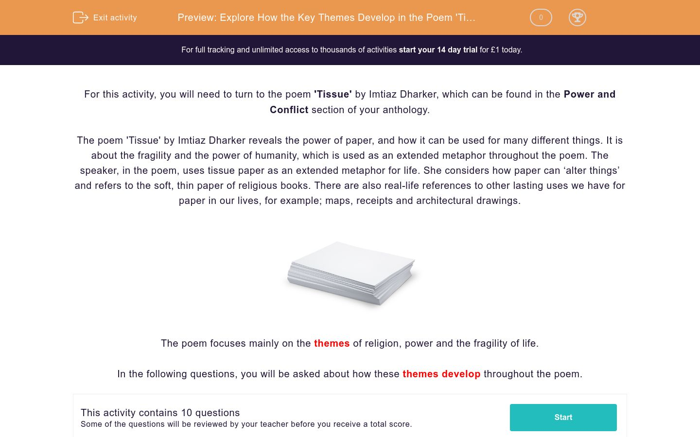 Explore How the Key Themes Develop in the Poem 'Tissue' by Imtiaz ...