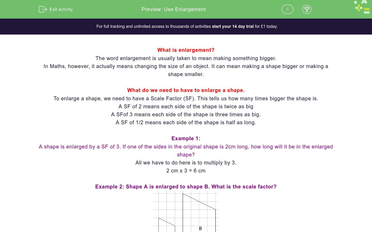 Enlarge 2D Shapes Worksheet - EdPlace
