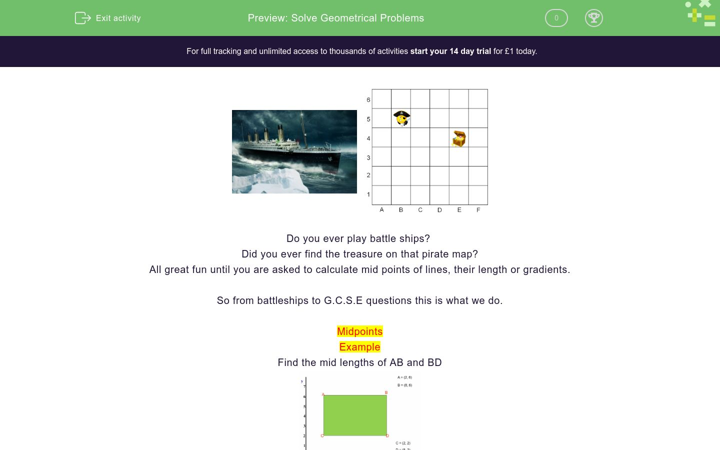 Solve Geometrical Problems Using Coordinates Worksheet - EdPlace