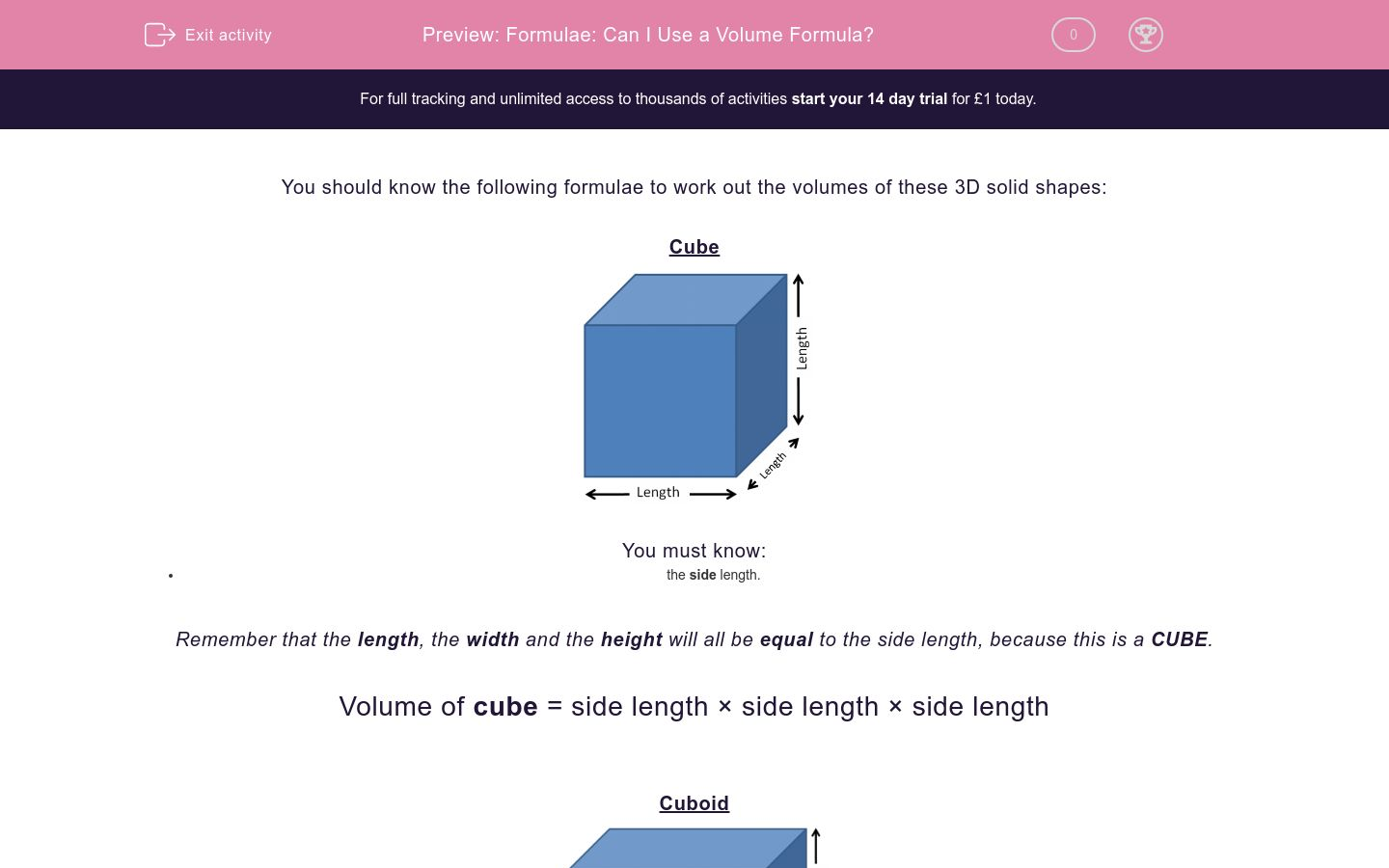 Formulae: Can I Use a Volume Formula? Worksheet - EdPlace