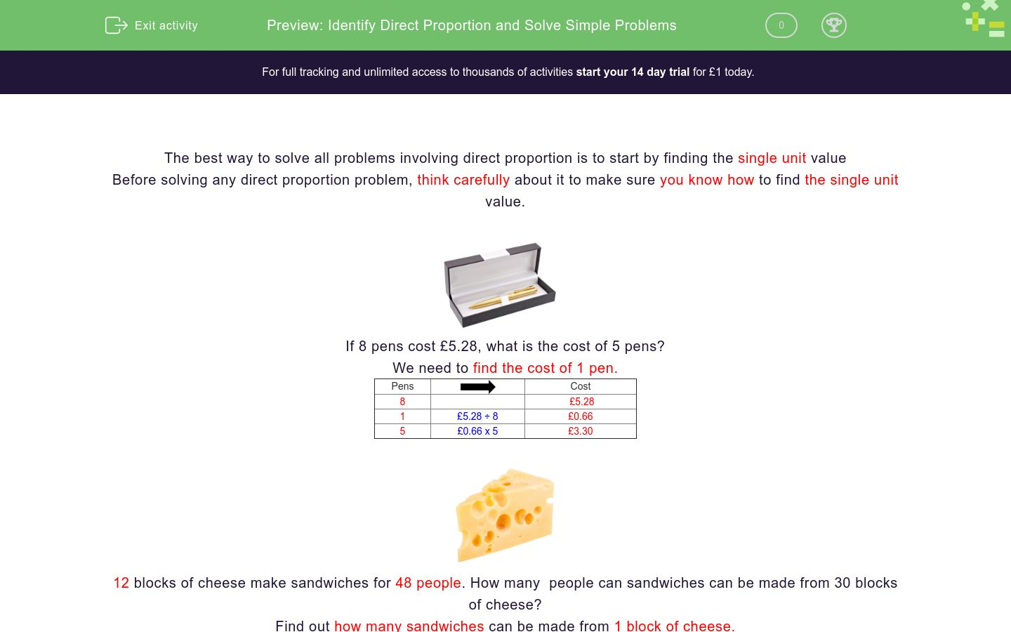 Identify Direct Proportion and Solve Simple Problems Worksheet - EdPlace