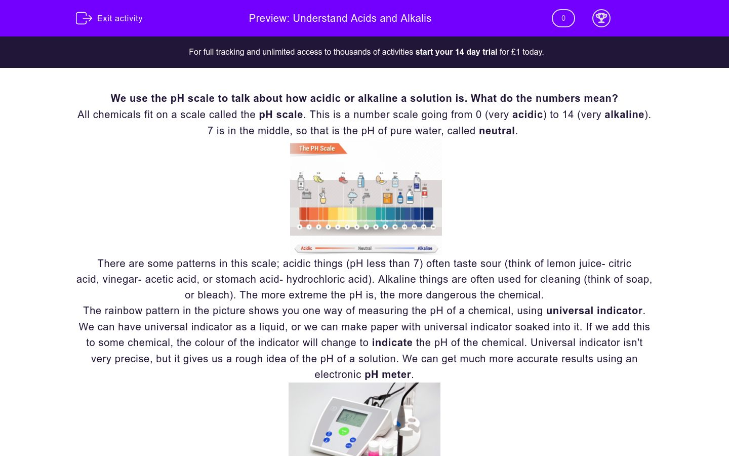 Understand Acids and Alkalis using the pH Scale Worksheet - EdPlace