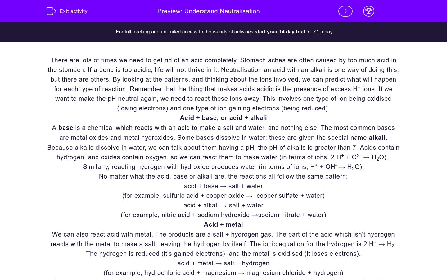 Understand Neutralisation in Terms of Oxidation and Reduction Worksheet ...