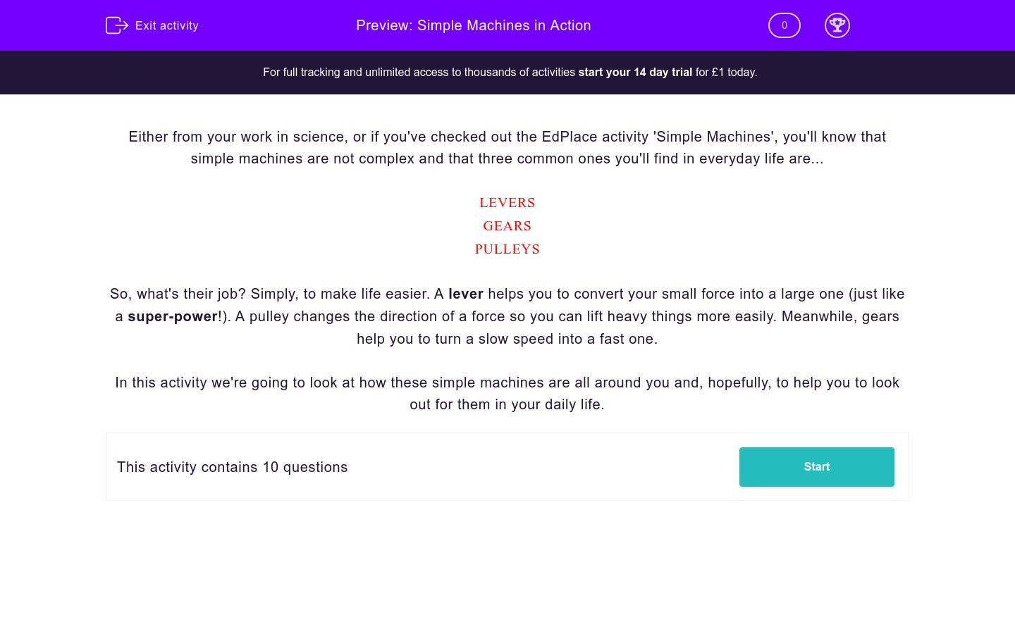 Simple Machines in Action Worksheet - EdPlace