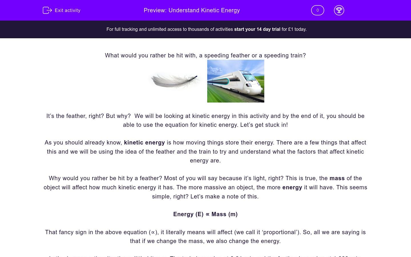 Calculate Kinetic Energy Worksheet - EdPlace