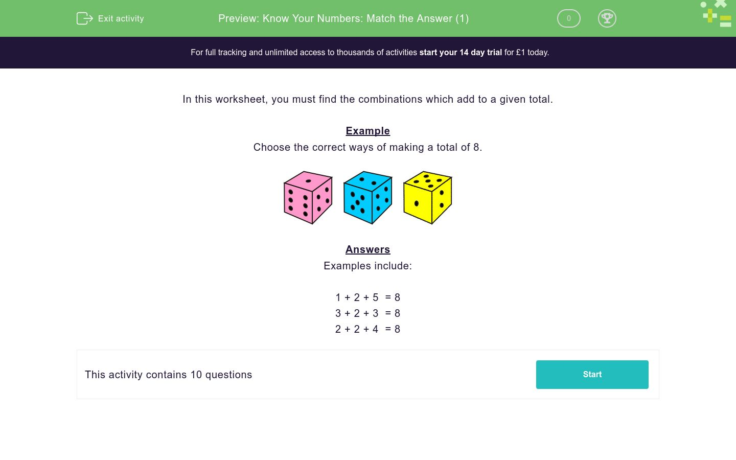 Know Your Numbers: Match the Answer (1) Worksheet - EdPlace