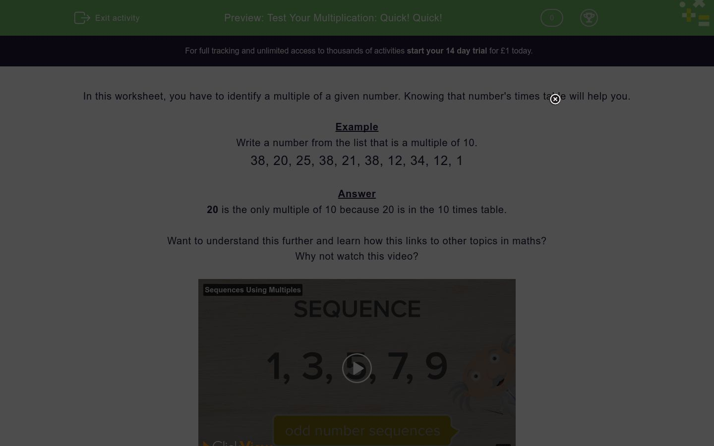 Test Your Multiplication: Quick! Quick! Worksheet - EdPlace