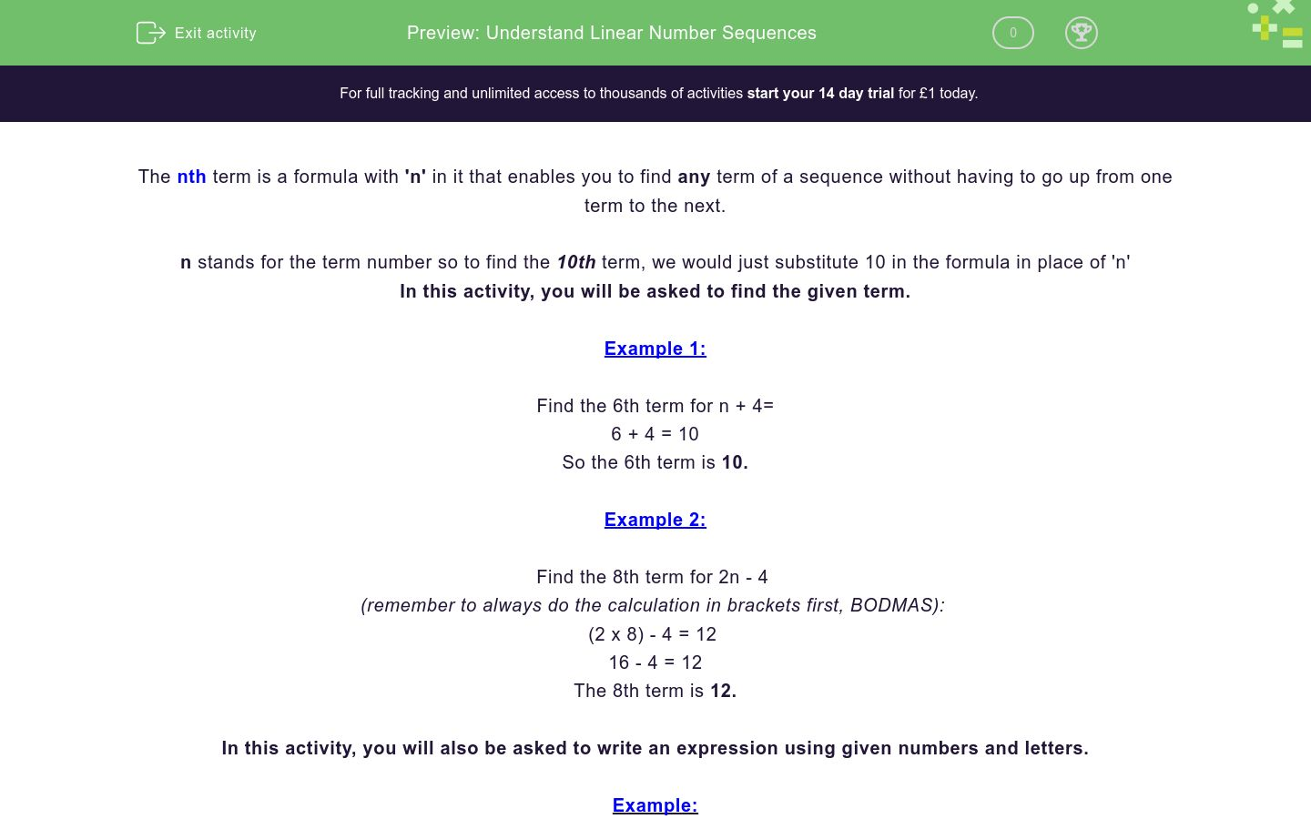 Understand Linear Number Sequences Worksheet - EdPlace