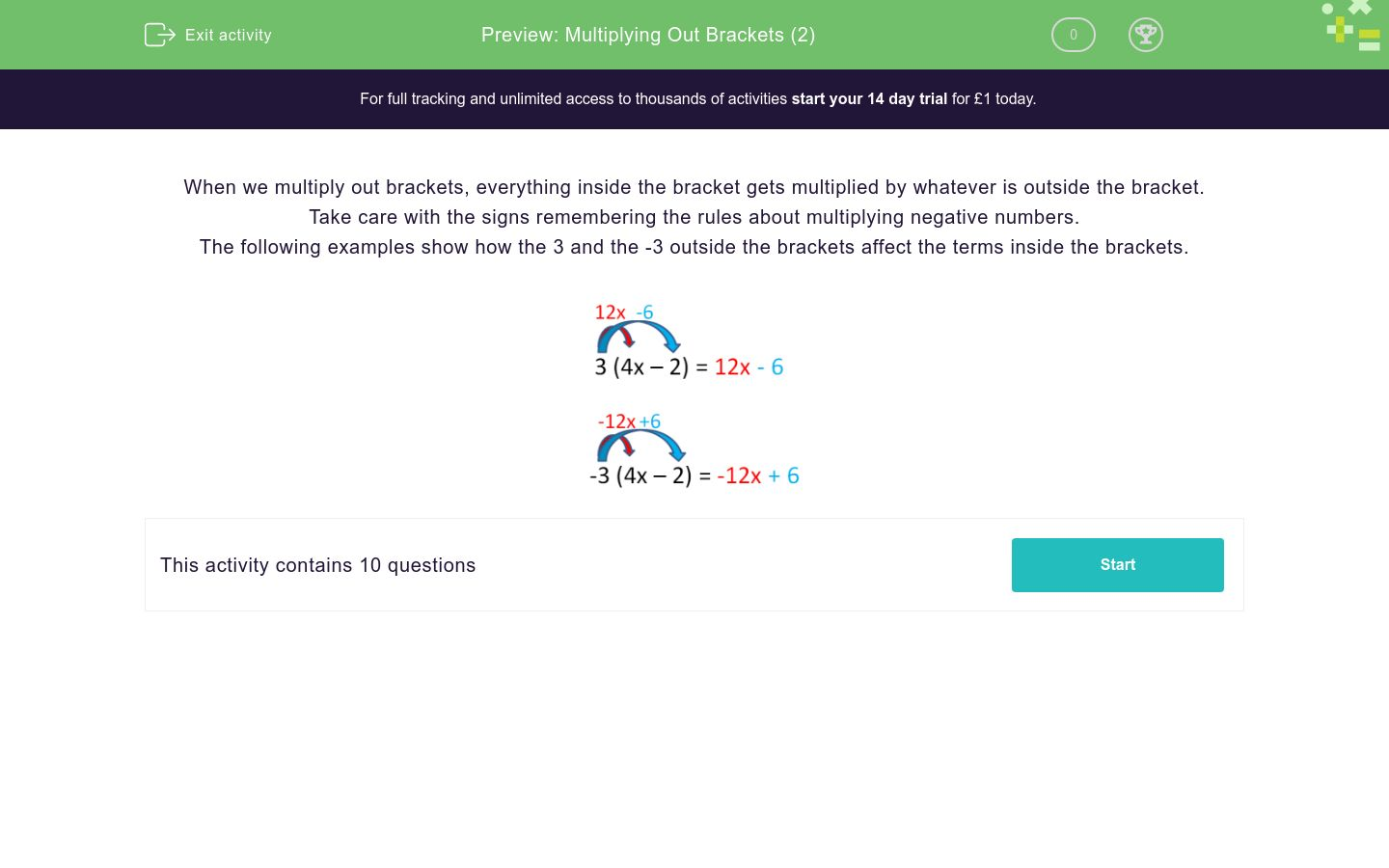 Multiplying Out Brackets (2) Worksheet - EdPlace