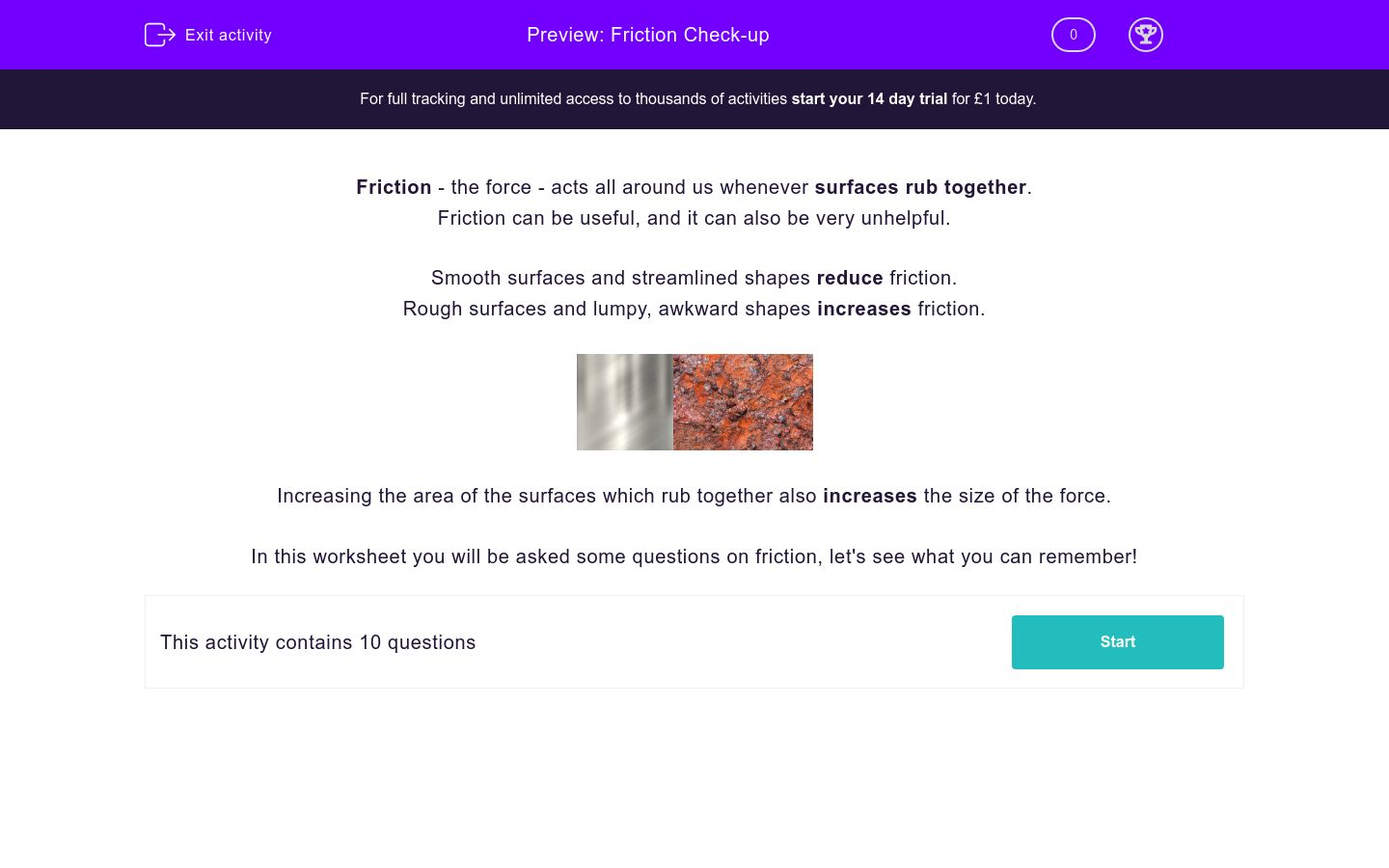 Friction Check-up Worksheet - EdPlace