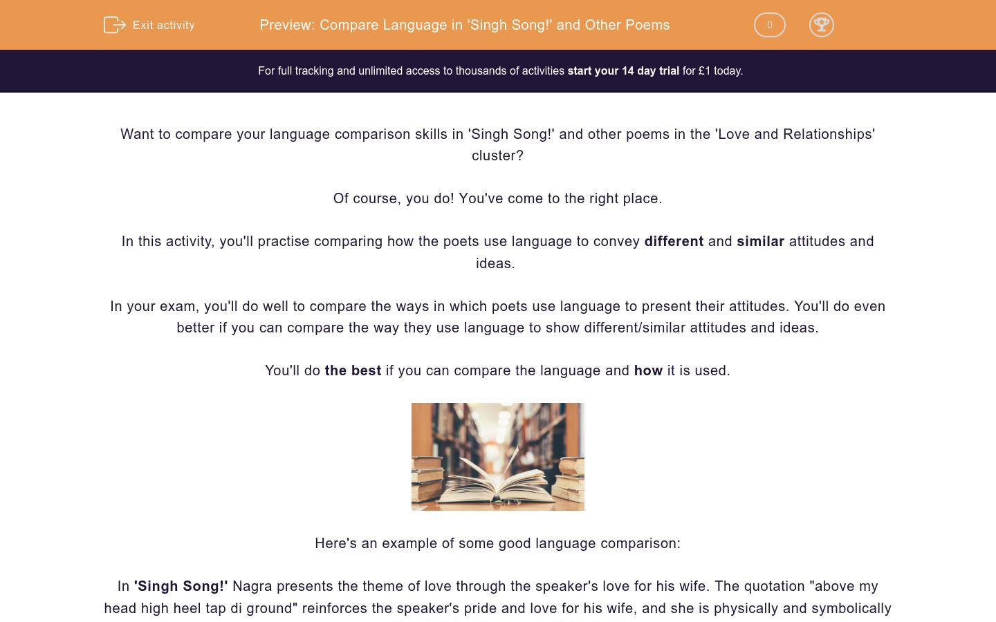 Compare Language in 'Singh Song!' and Other Poems Worksheet - EdPlace