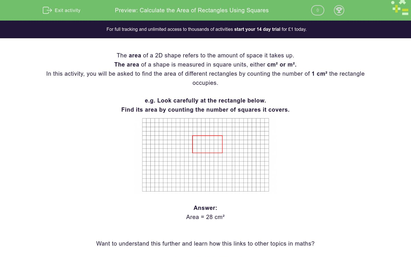 Calculate the Area of Rectangles Using Squares Worksheet - EdPlace
