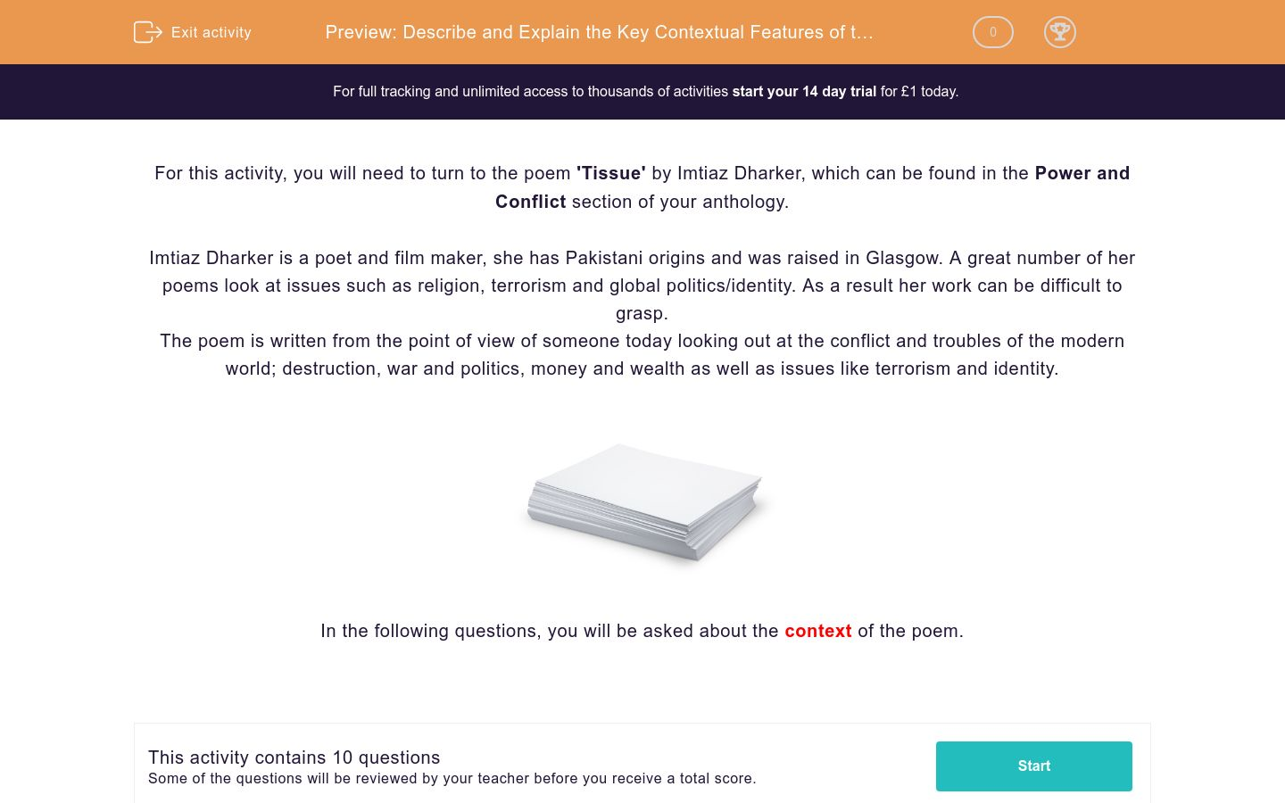 Describe and Explain the Key Contextual Features of the Poem 'Tissue ...