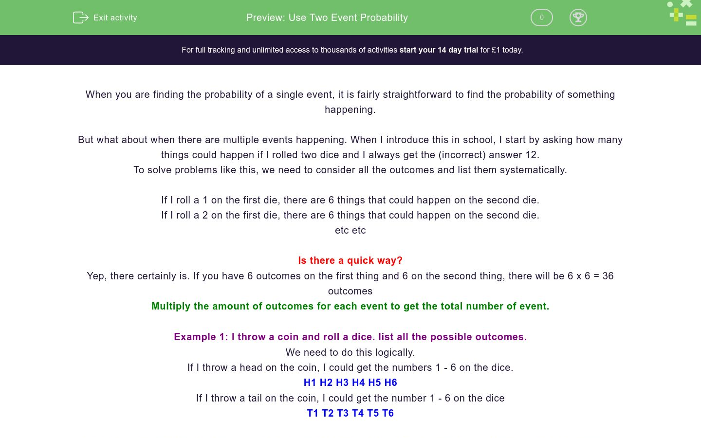 Understand Two Event Probability Worksheet - EdPlace