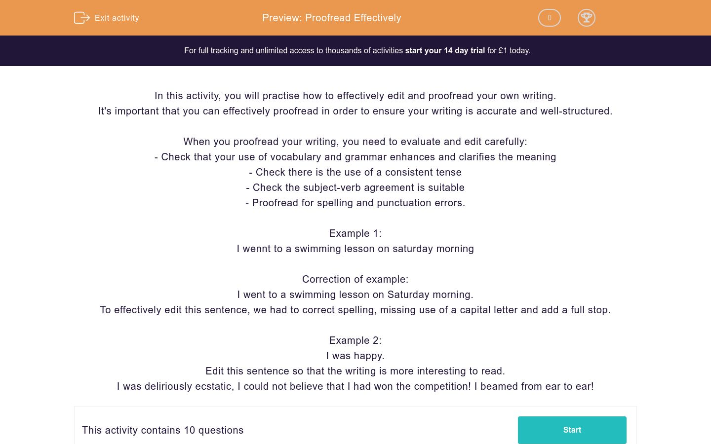 Proofread Effectively Worksheet - EdPlace