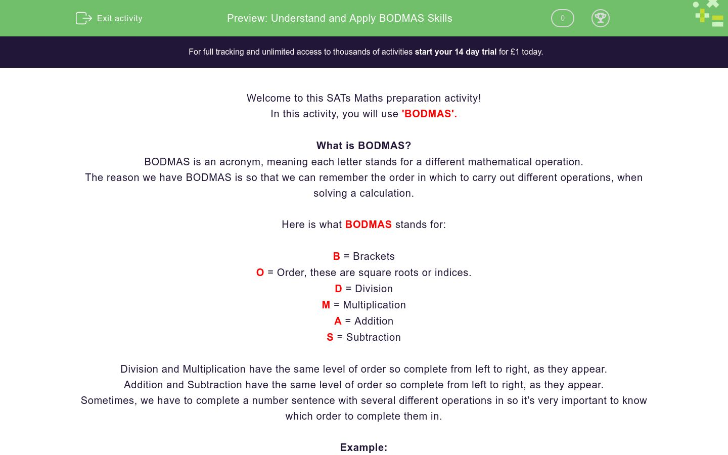 Understand and Apply BODMAS Skills Worksheet - EdPlace