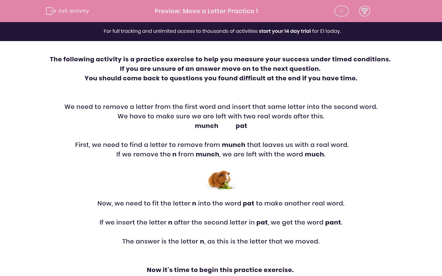 Move a Letter Practice 1 Worksheet - EdPlace