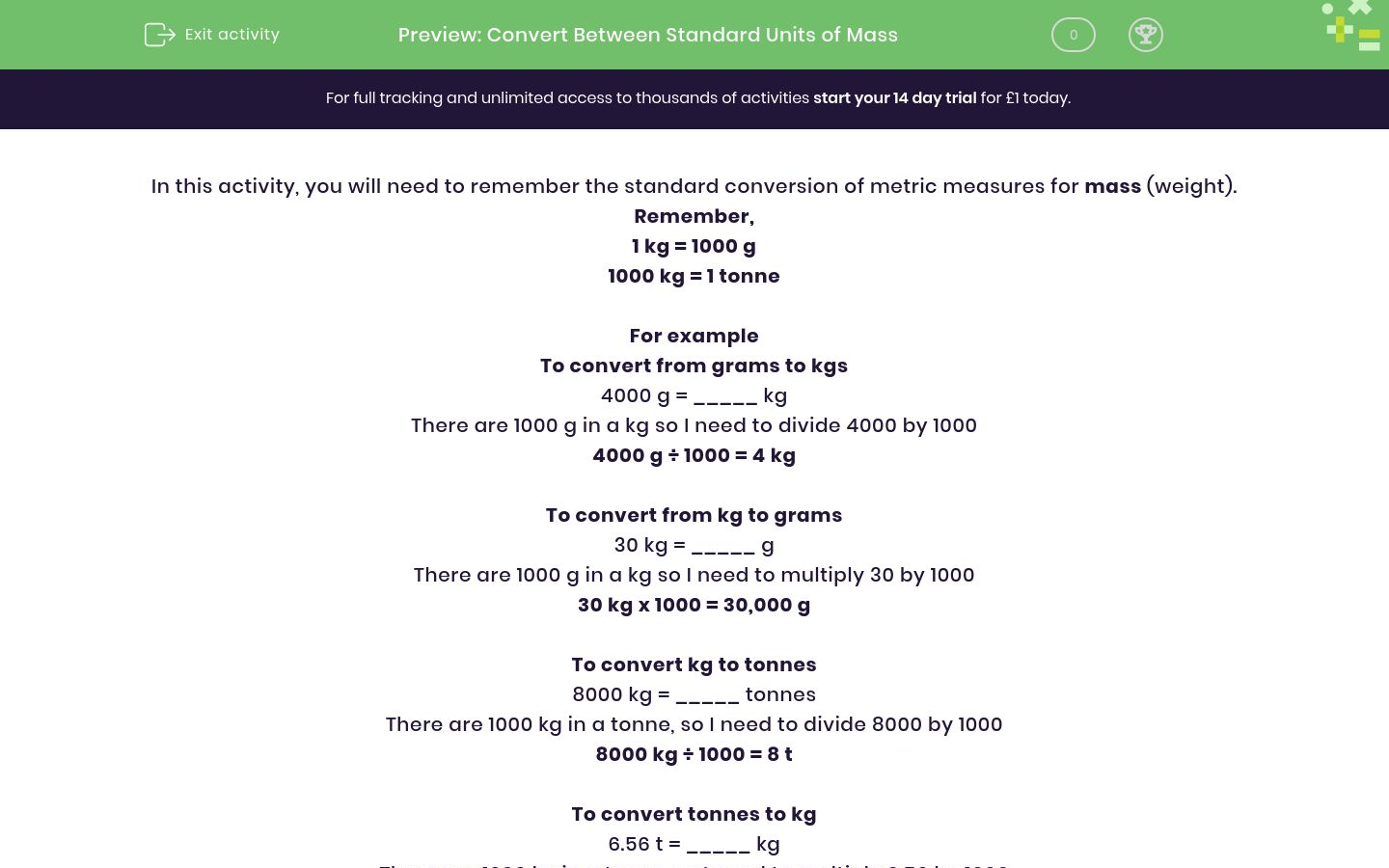 Convert Between Standard Units of Mass Worksheet - EdPlace