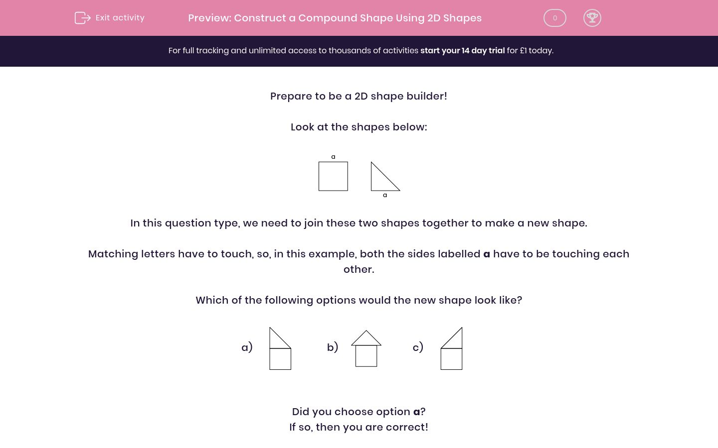 Construct a Compound Shape Using 2D Shapes Worksheet - EdPlace