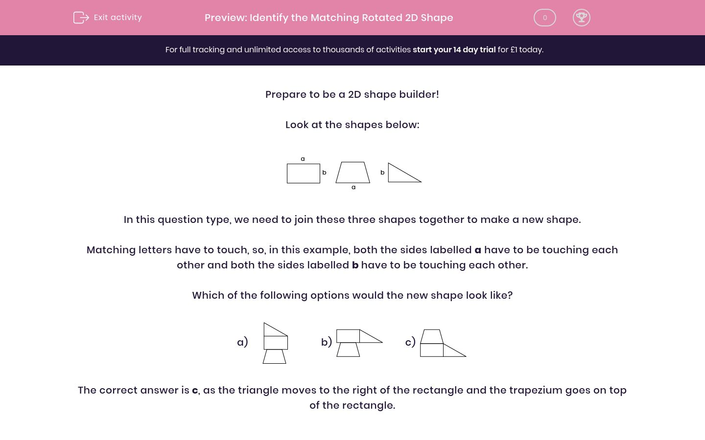 Identify the Matching Rotated 2D Shape Worksheet - EdPlace