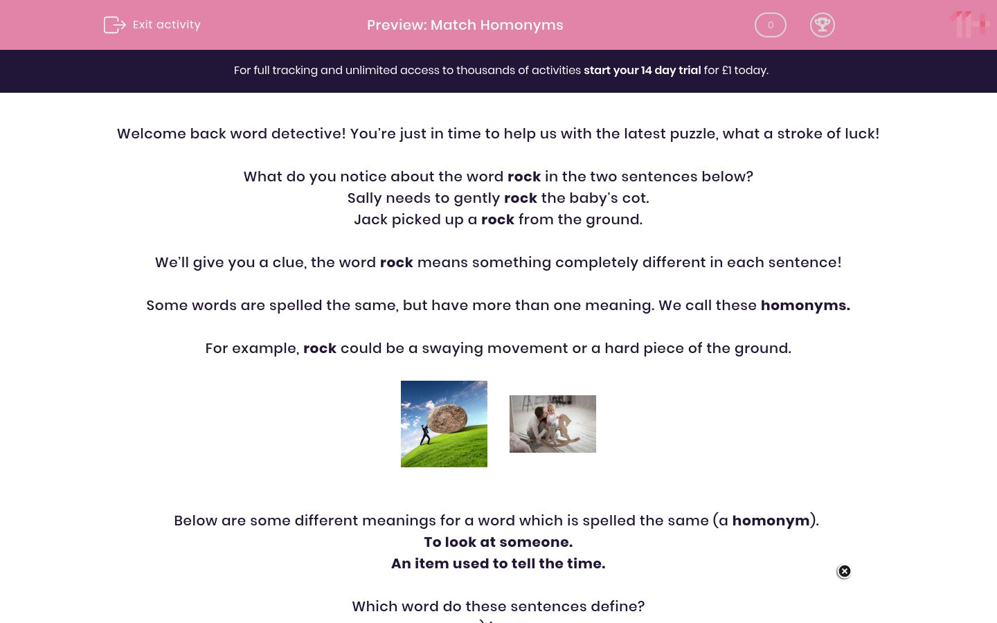 Match Homonyms Worksheet - EdPlace