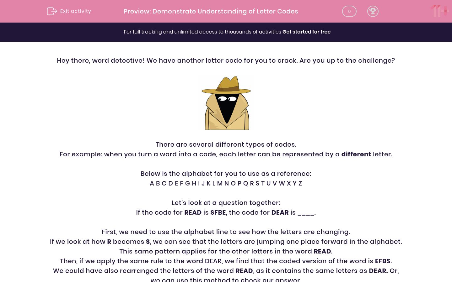 Demonstrate Understanding of Letter Codes Worksheet - EdPlace