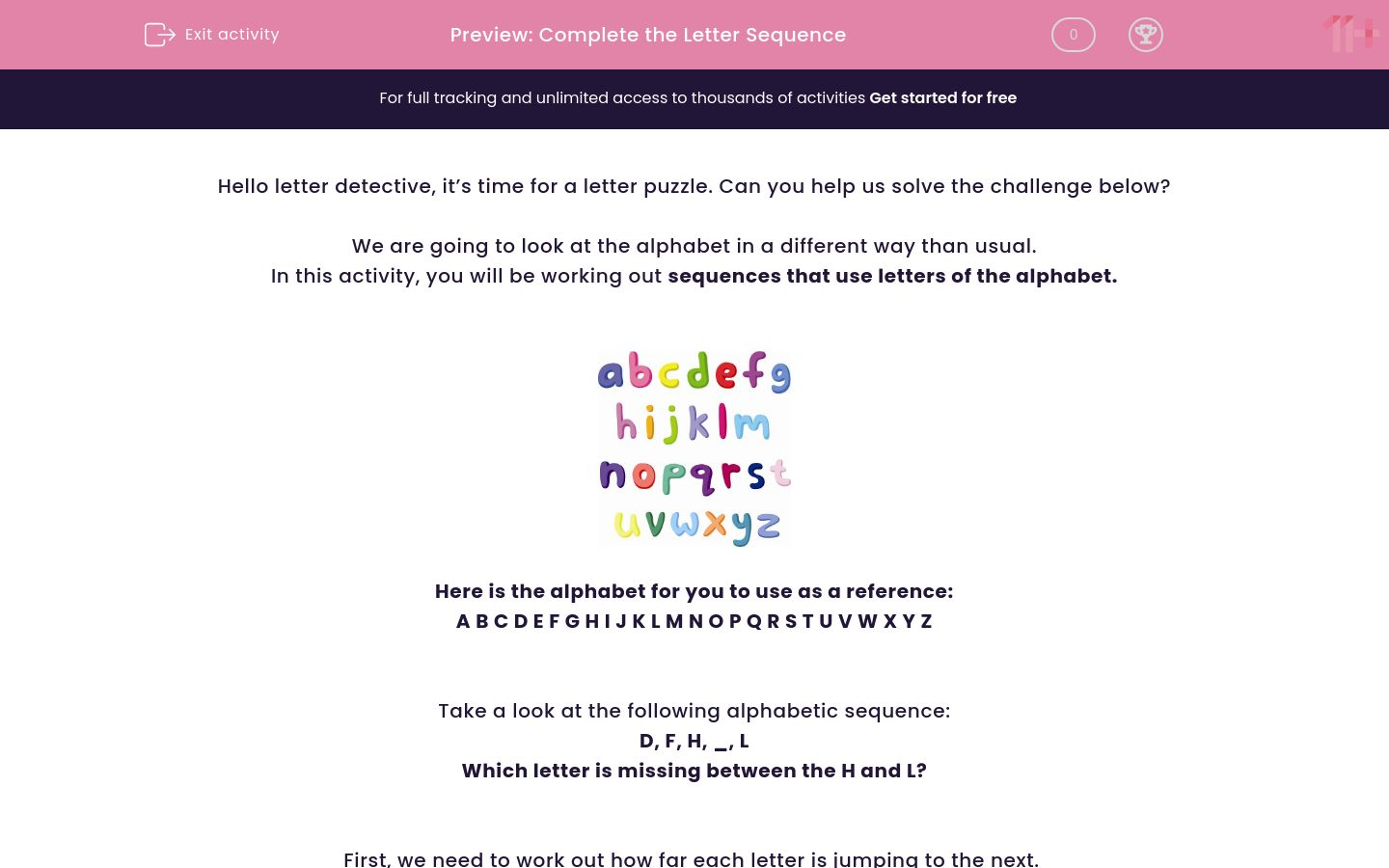 Complete the Letter Sequence Worksheet - EdPlace