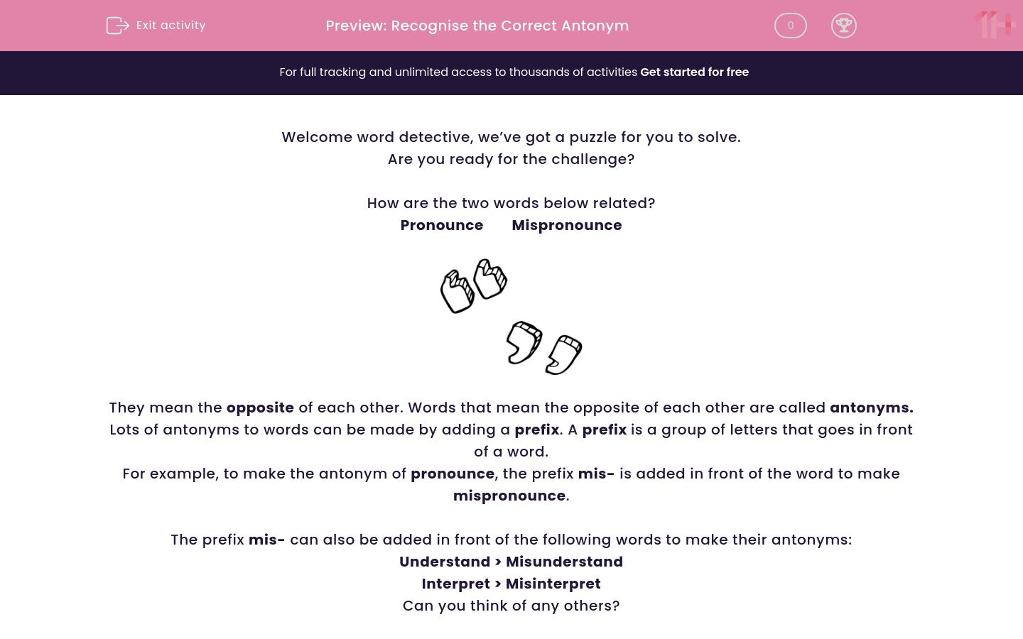Recognise the Correct Antonym Worksheet - EdPlace