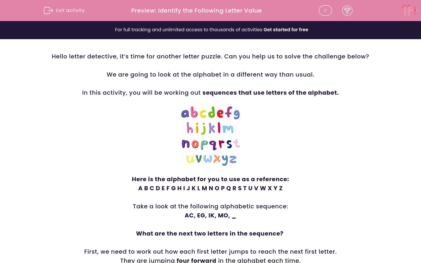 Identify the Following Letter Value Worksheet - EdPlace