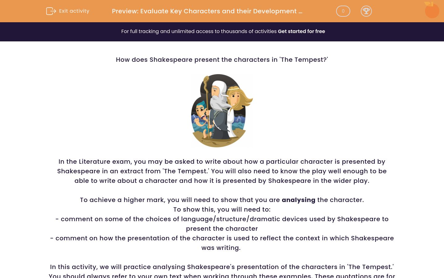 Evaluate Key Characters and their Development in 'The Tempest ...