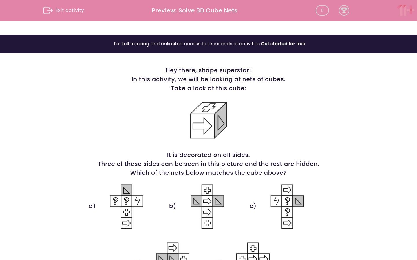 Solve 3D Cube Nets Worksheet - EdPlace