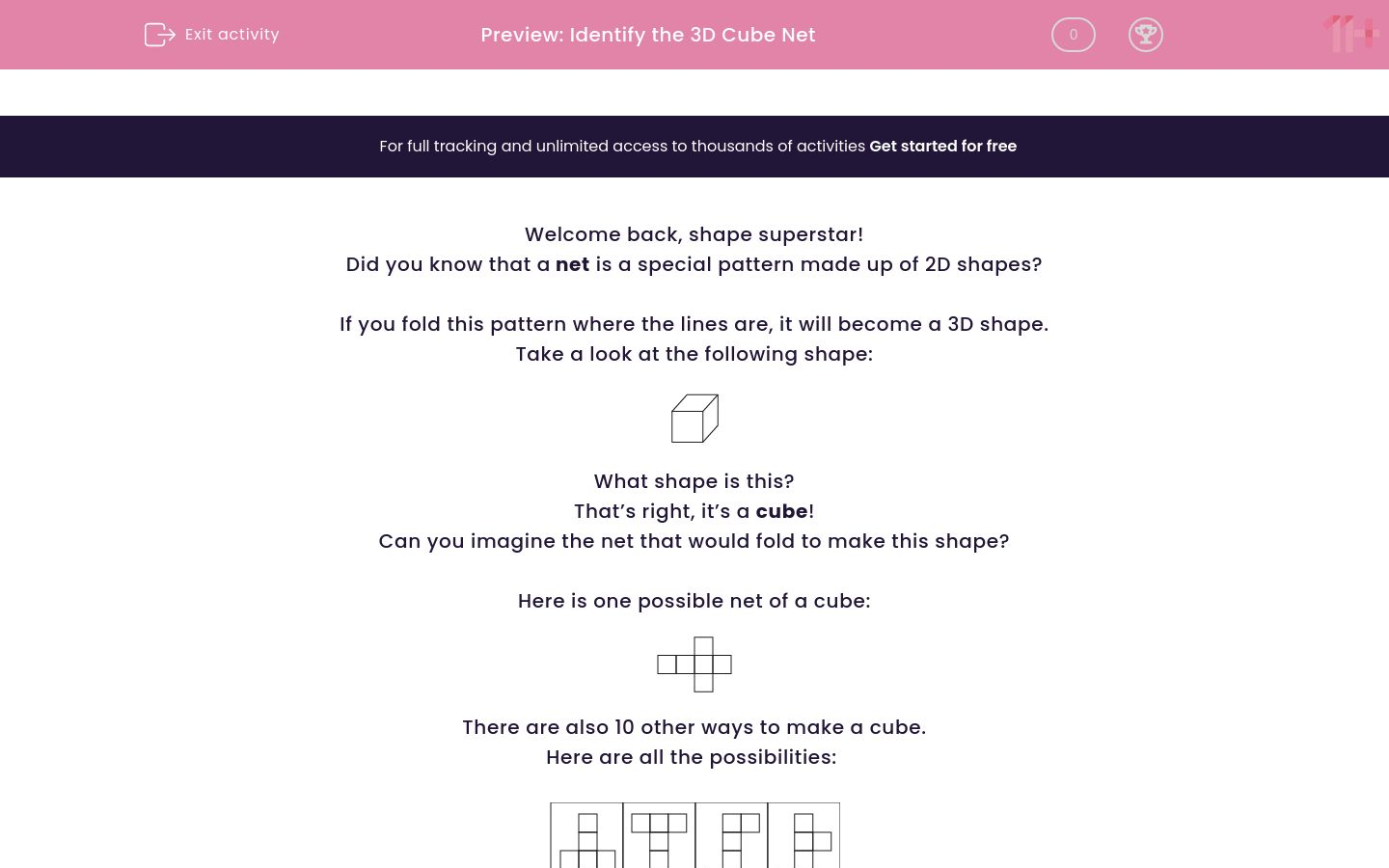 Identify the 3D Cube Net Worksheet - EdPlace